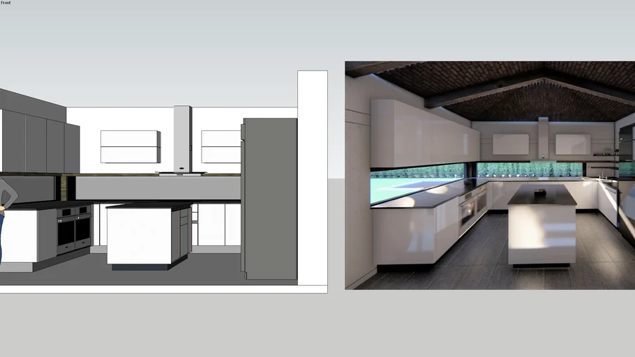 U Shape Modern Kitchen | 3D Warehouse