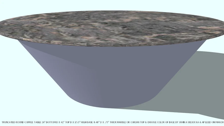 TABLE COFFEE TRUNCATED ROUND 48D CHOOSE BASE COLOR BY JOHN A WEICK RA ...