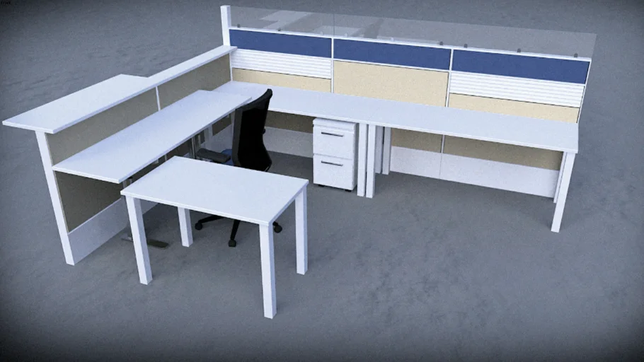 Systems Furniture with Transaction Counter | 3D Warehouse