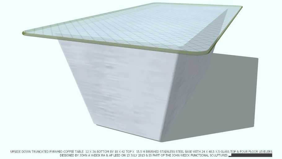 COFFEE TABLE ST ST TRUNCATED GLASS 2X4 TOP DESIGNED BY JOHN A WEICK RA ...