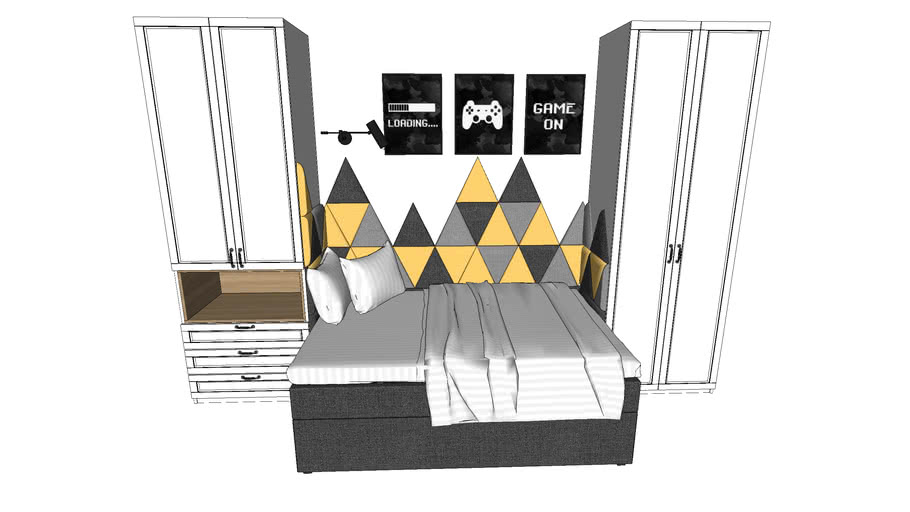 boy bedroom,triangle headboard | 3D Warehouse