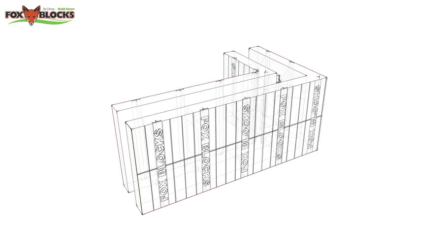 Fox Blocks ICF Corner Block 4 Inch Core | 3D Warehouse