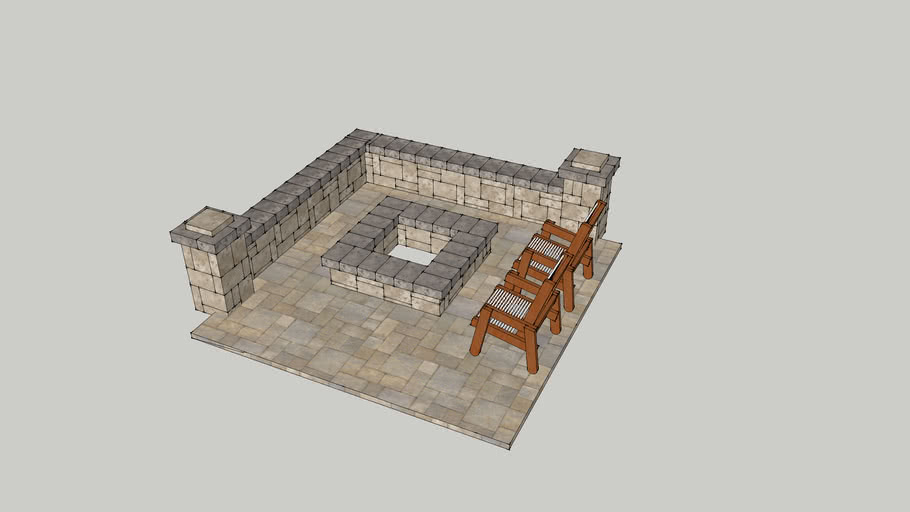 Simple Landscape fire pit seating area | 3D Warehouse
