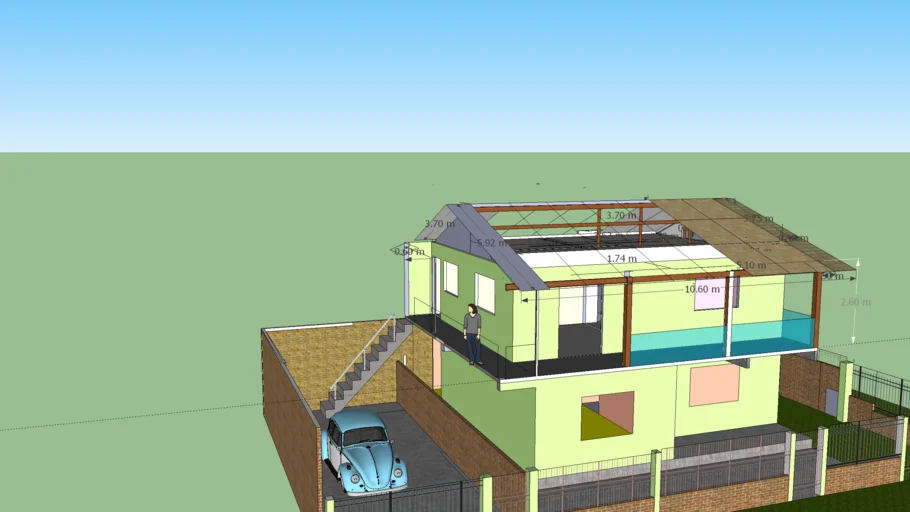2 pisos com telhado de duas águas | 3D Warehouse