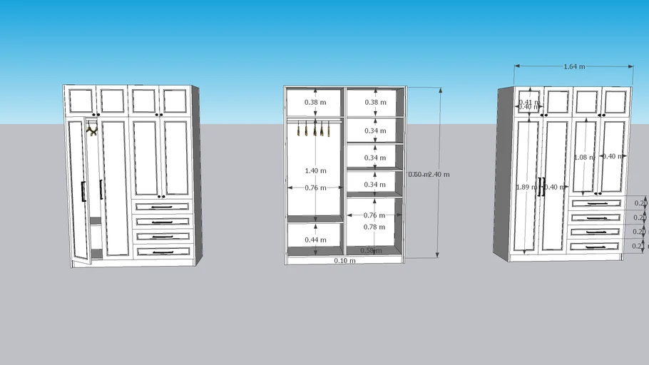 Wardrobe 4 doors | 3D Warehouse