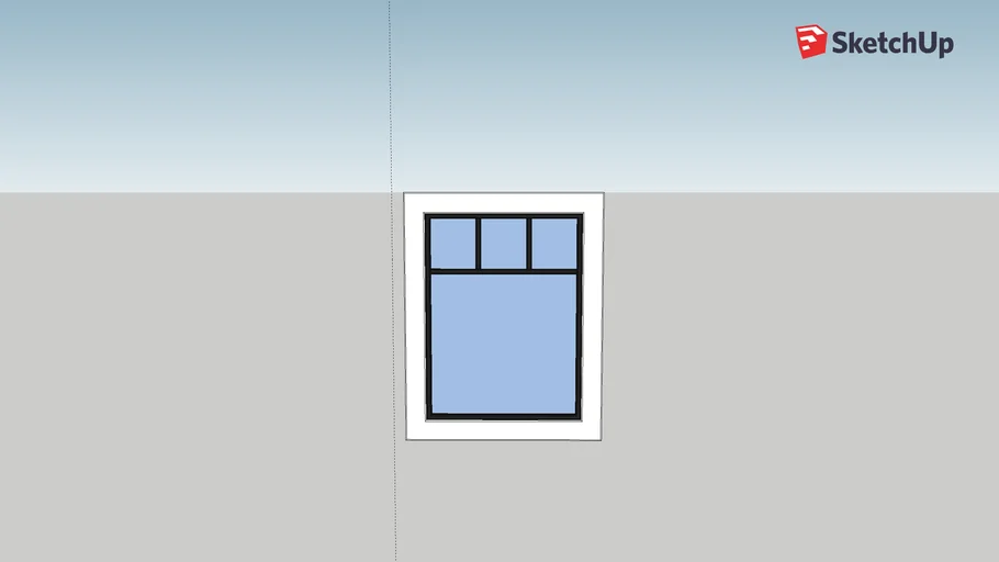 3 over 1 black frame window with frame | 3D Warehouse