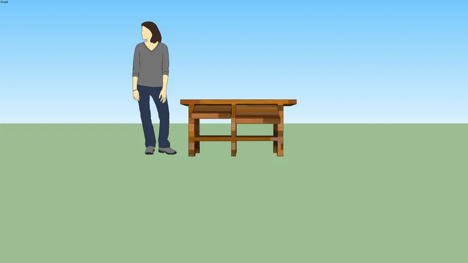 Bench With Footrests | 3D Warehouse