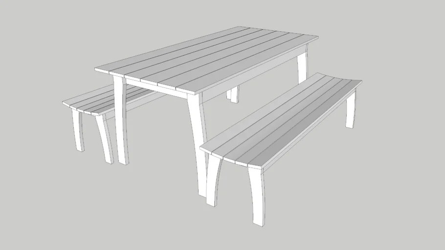 Picnic table with benches | 3D Warehouse