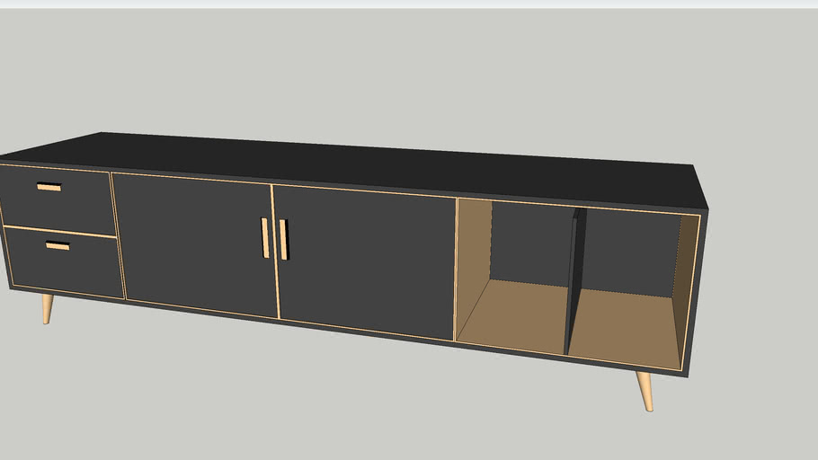 tv console with book storage | 3D Warehouse