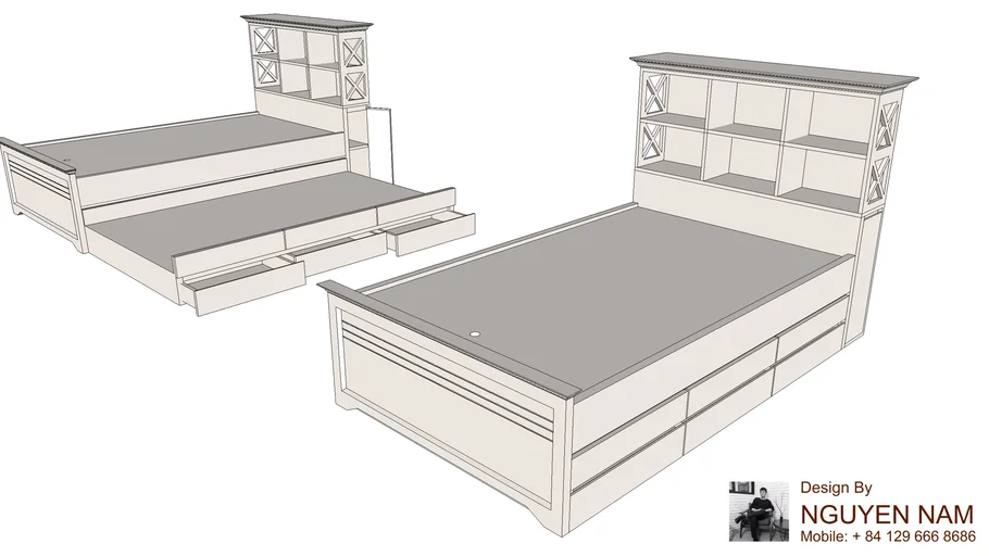 GIƯỜNG TRƯỢT KẾT HỢP GIÁ SÁCH 1 | 3D Warehouse