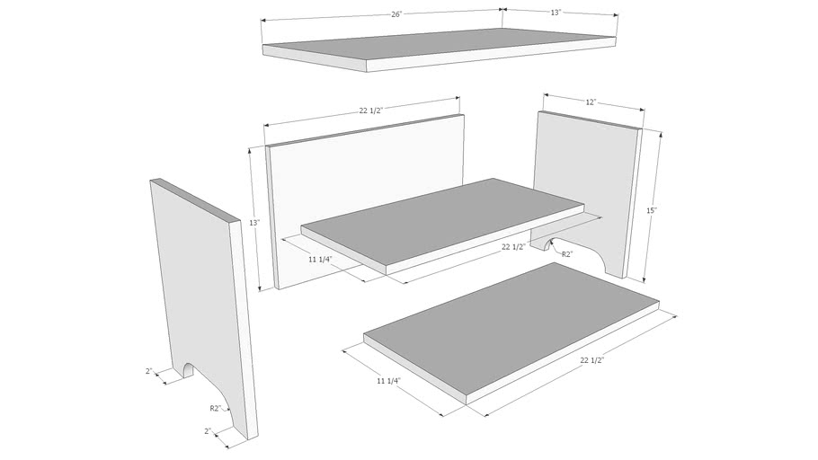 Shoe Bench (Exploded View) | 3D Warehouse