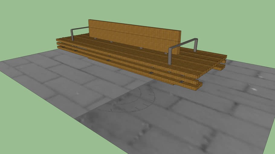 Wood bench fastened with metal sheets | 3D Warehouse