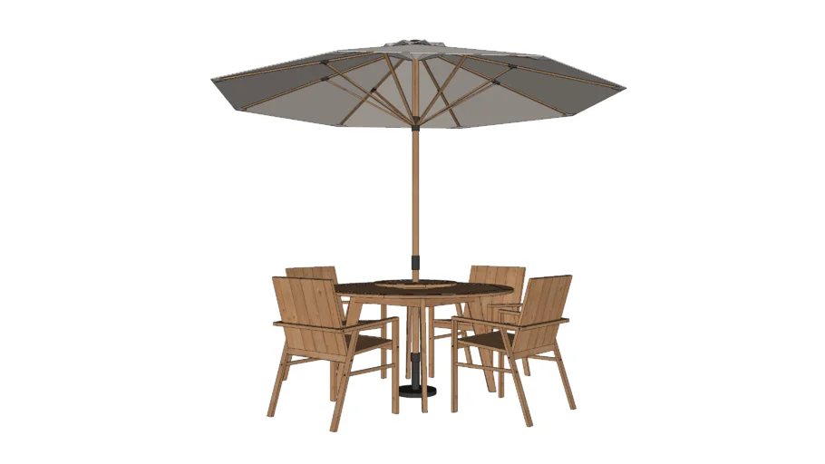 Mesa, cadeiras e ombrelone / guarda-sol _ Tok&Stok | 3D Warehouse