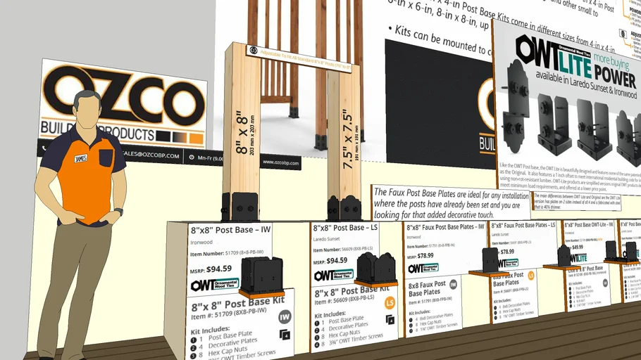 OZCO 8x8 Post Bases for post and beam, decks, and railings. | 3D Warehouse