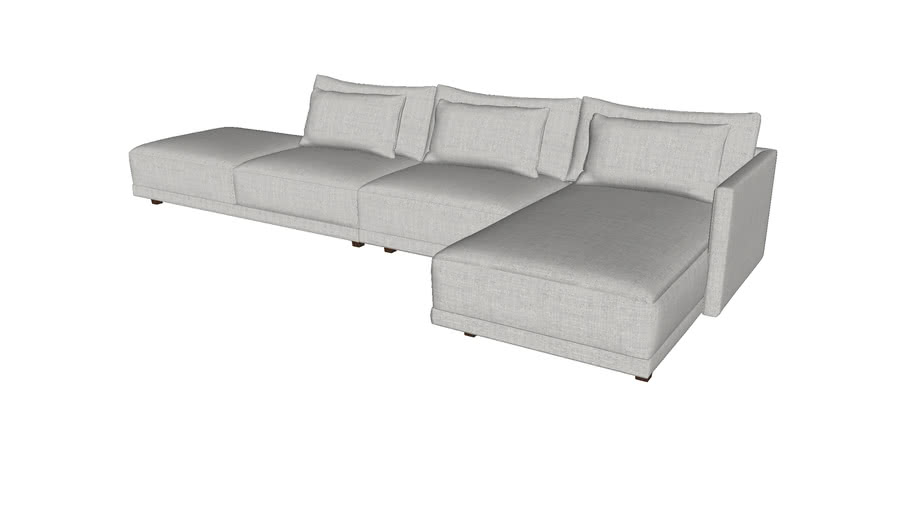 Basel Modular Sofa 12A Slate Pebble Fabric By Modloft | 3D Warehouse