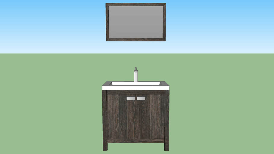 Interceramic lavabo valparaíso con doble puerta y espejo, wengüe | 3D Warehouse