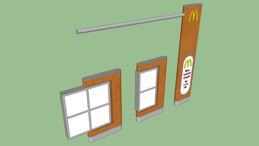 McDonald's drive thru menu displays and height restriction barrier | 3D ...