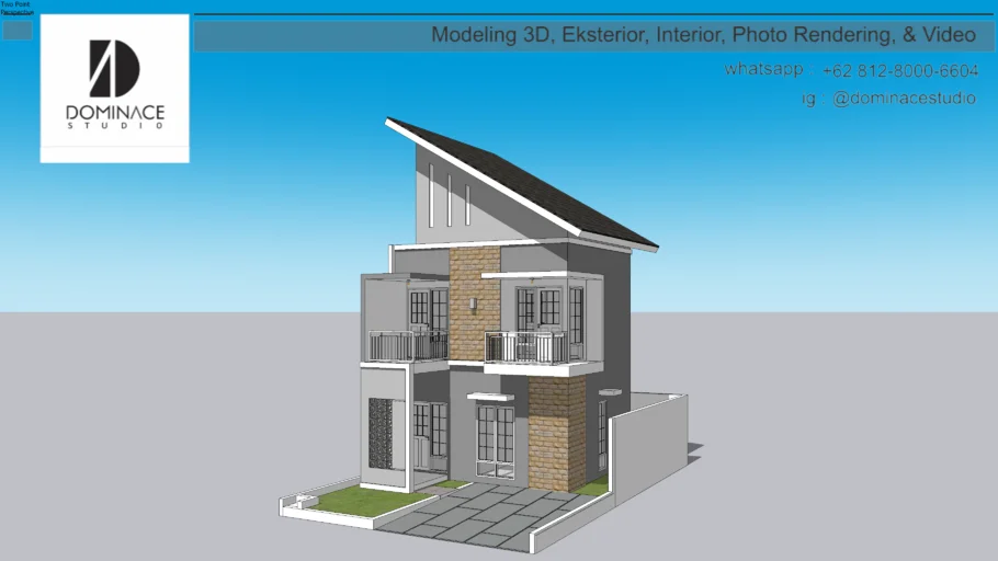 Rumah Atap Pelana Miring 2 Lantai | 3D Warehouse