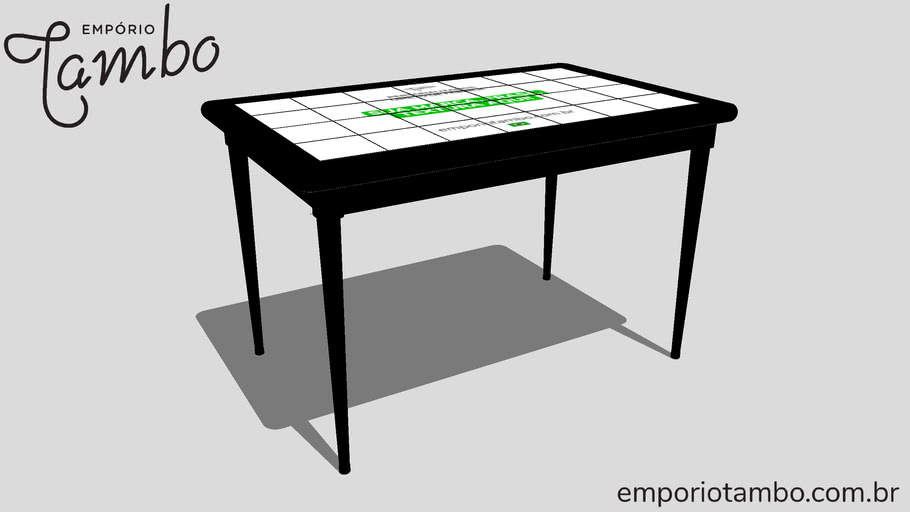 Mesa retangular preta de madeira com 28 azulejos 125x80 cm cozinha bar ...