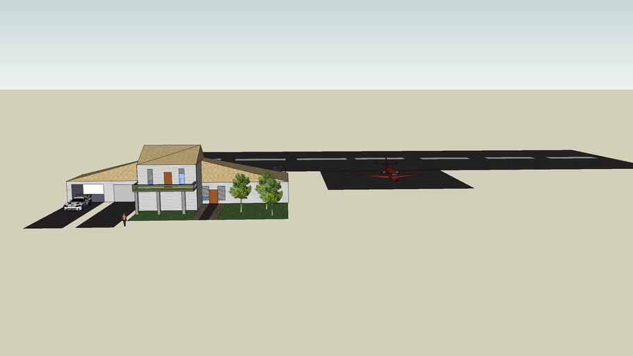 House with runway and private jet | 3D Warehouse