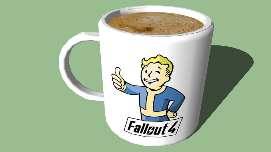 Fallout 4 Vault Boy Thumbs Up Coffee Mug with Foaming Coffee | 3D Warehouse