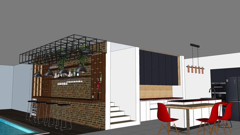 Modern Kitchen and Pool Bar | 3D Warehouse