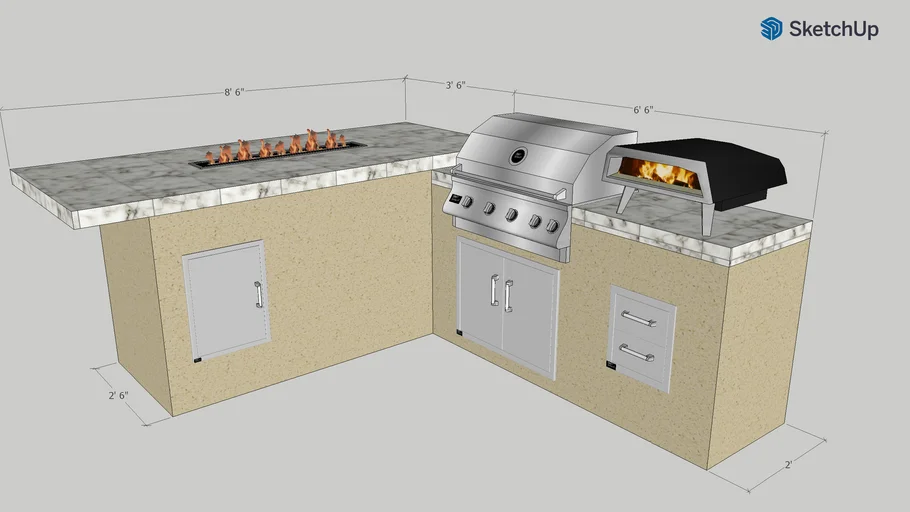 Baja fire No shield kokomo grills | 3D Warehouse