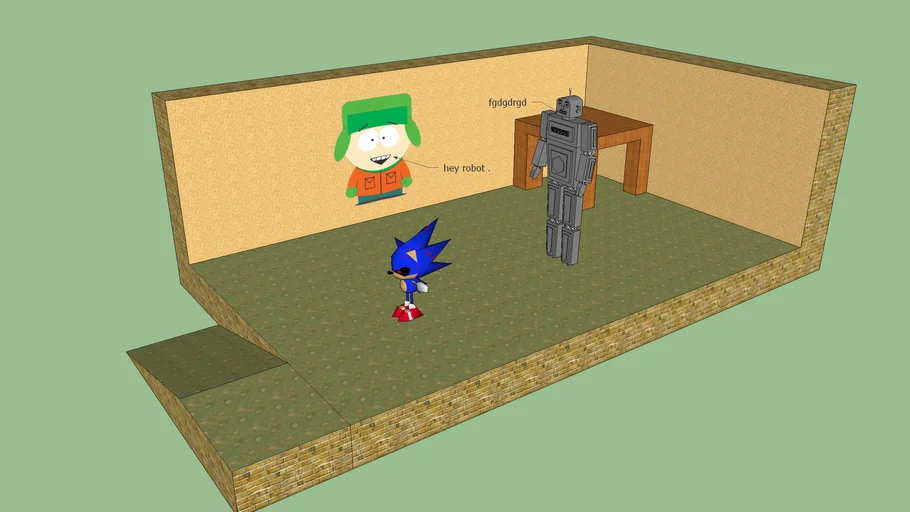 kyle robot in house is next to sonic exe with table | 3D Warehouse