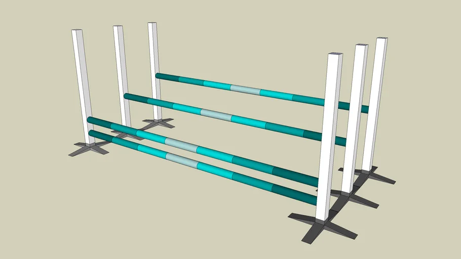 jumping fence - turquoise triple bar | 3D Warehouse
