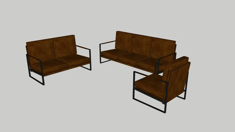 Nordic Minimalist Leather Sofa | 3D Warehouse