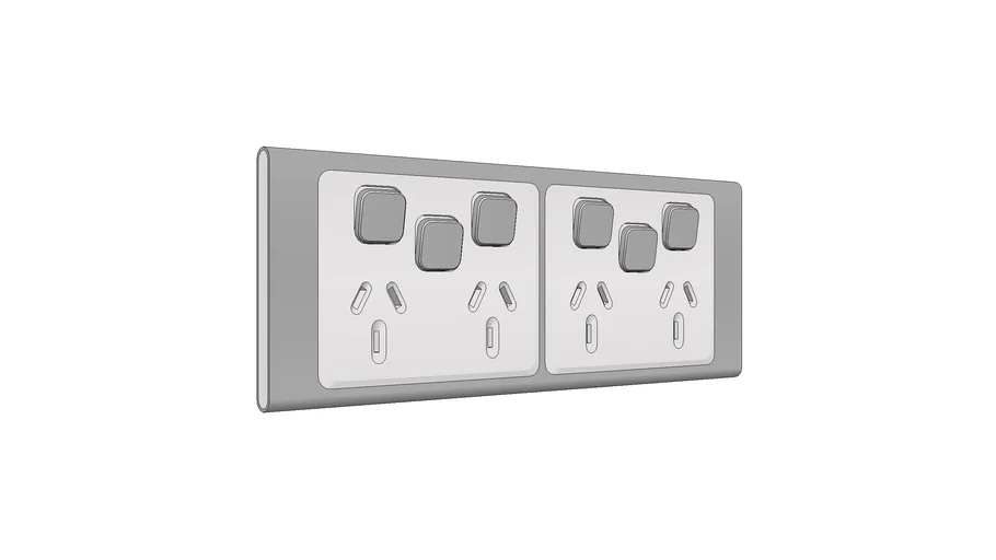 S3015/4XXUAC-SV, Clipsal Iconic Styl - Skin Socket Switch Horizontal Quad 2 Extra Switch 10A ...