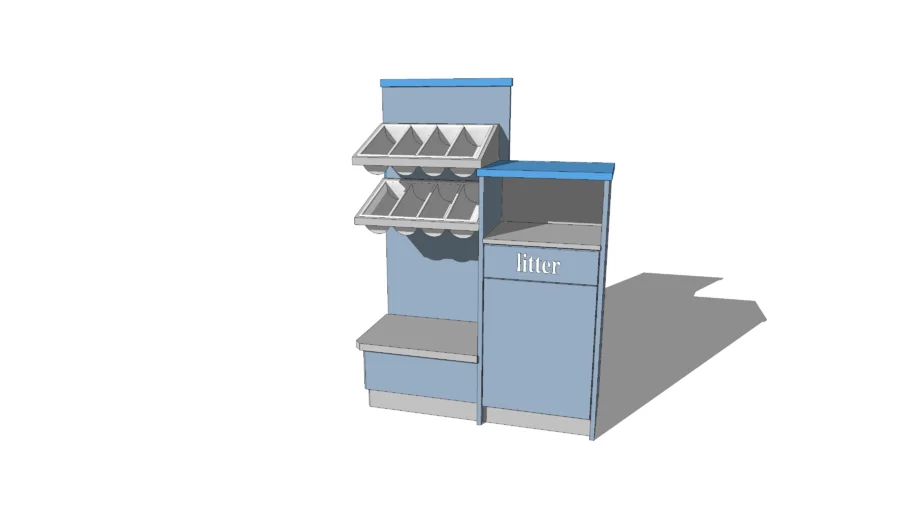 Tray and cutlery unit with litter bin | 3D Warehouse