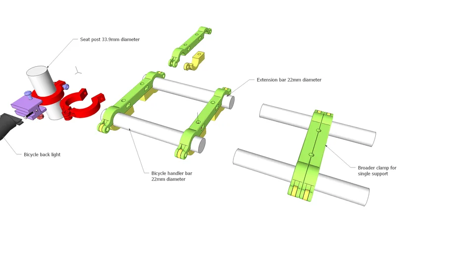 Bicycle back light clamp and handler bar extension | 3D Warehouse
