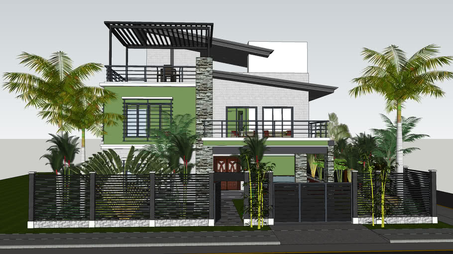 2 Storey House with Roof Top | 3D Warehouse