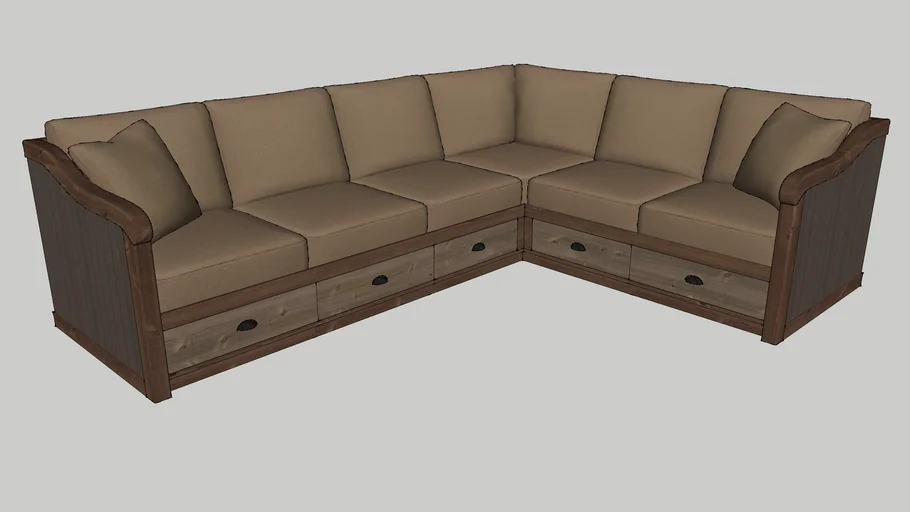 Saga Sofa hjørne 3_2 Mørk | 3D Warehouse