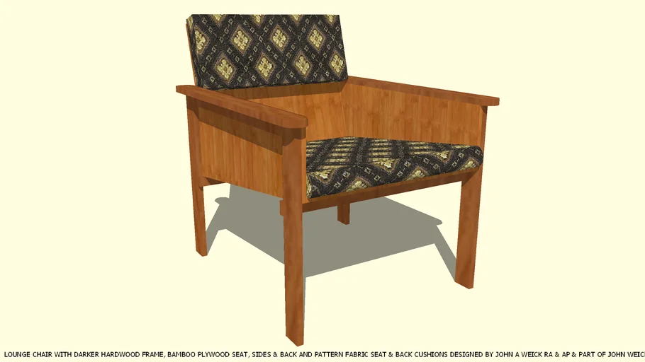LOUNGE CHAIR PATTERN FABRIC DESIGNED BY JOHN A WEICK RA & AP LEED | 3D ...