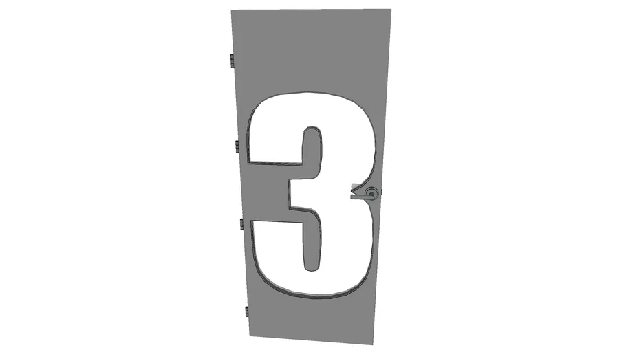 Wording '3' 3D door, very detail with glass, lock and hinger. | 3D ...