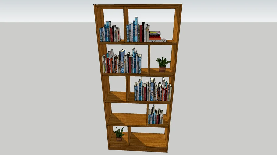 bookcase, with books, plants, decor | 3D Warehouse