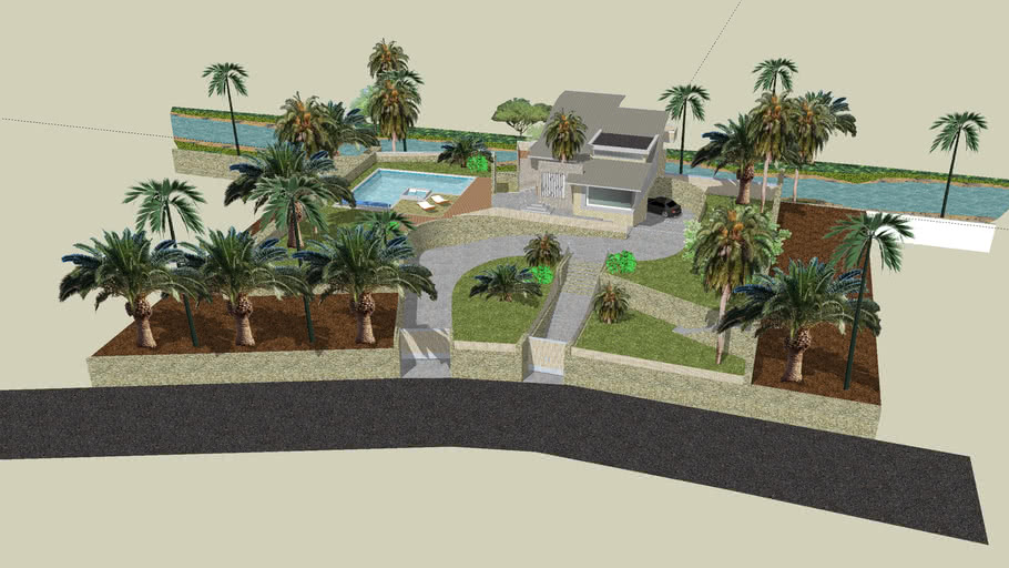 Residential villa with swimming pool | 3D Warehouse