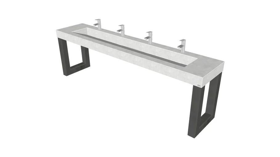 107' Zen ADA Commercial Vanity with 84' Concrete Ramp Sink | 3D Warehouse