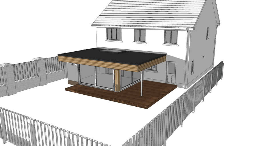 BESPOKE FLAT ROOF EXTENSION WITH COVERED BBQ AREA | 3D Warehouse
