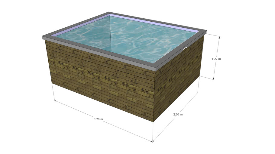 Piscine PBM bloc / Block Wood Pool 3.20 x 2.60 m Ht 1.27 m | 3D Warehouse