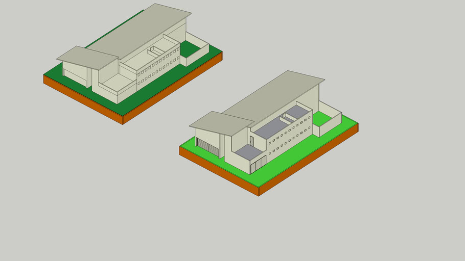 Volumetric house with sloping roof | 3D Warehouse