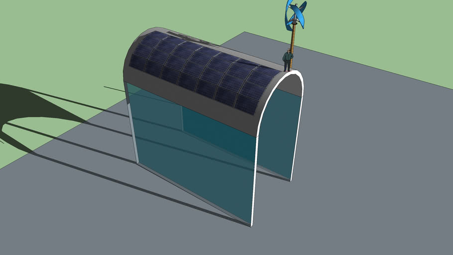 Panel solar en techo curvo | 3D Warehouse