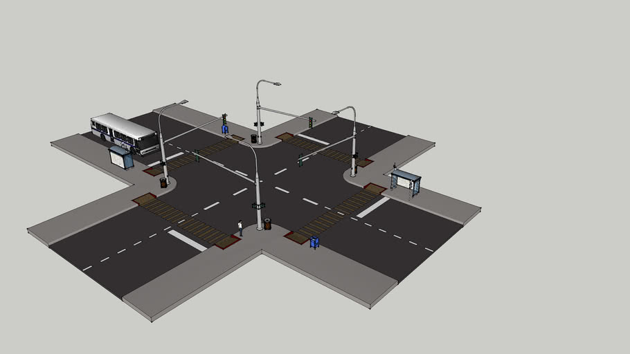 Street Intersection with Building | 3D Warehouse