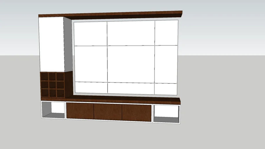 T V Unit - Veneer and White PU High Gloss | 3D Warehouse