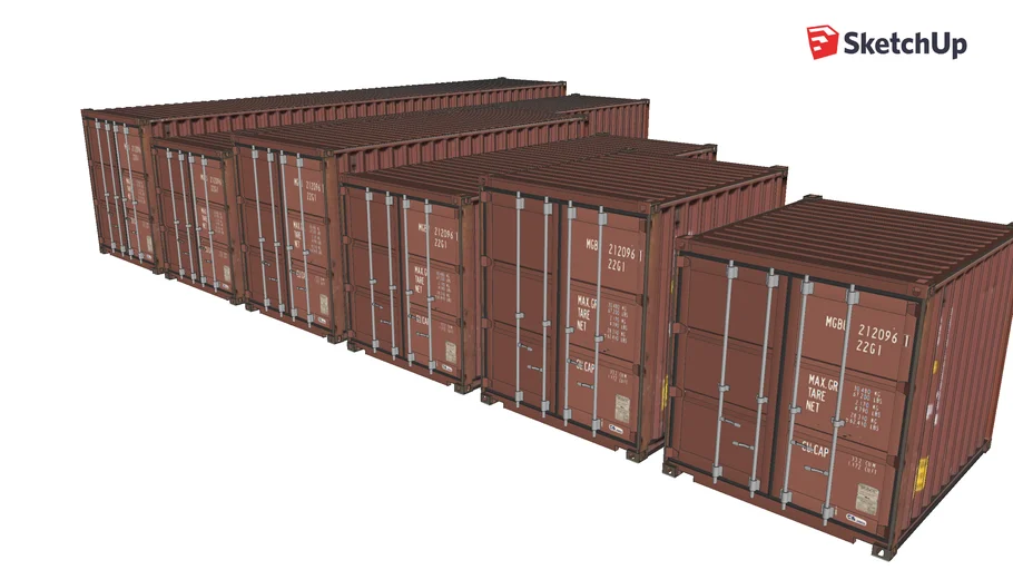 Copia di Shipping container 10, 20 & 40 feet + high cube versions | 3D ...