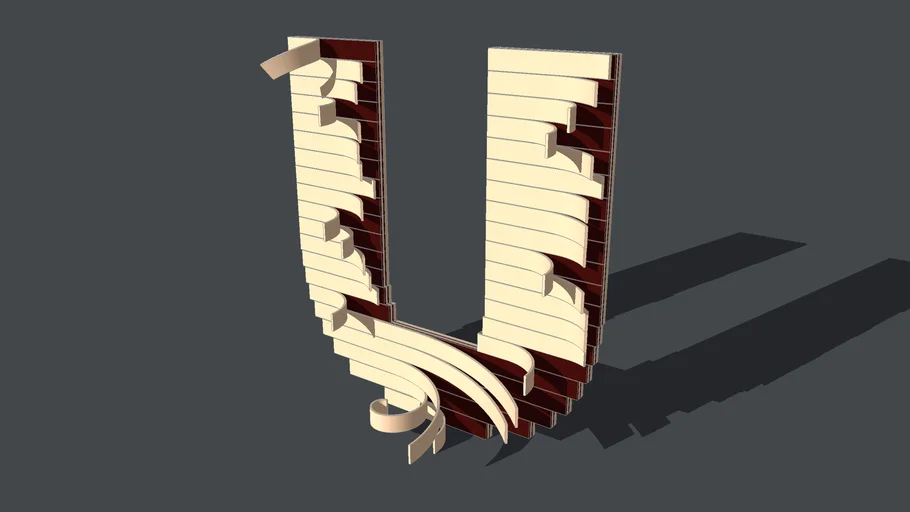 U - 3D Laminated Wood Letter | 3D Warehouse
