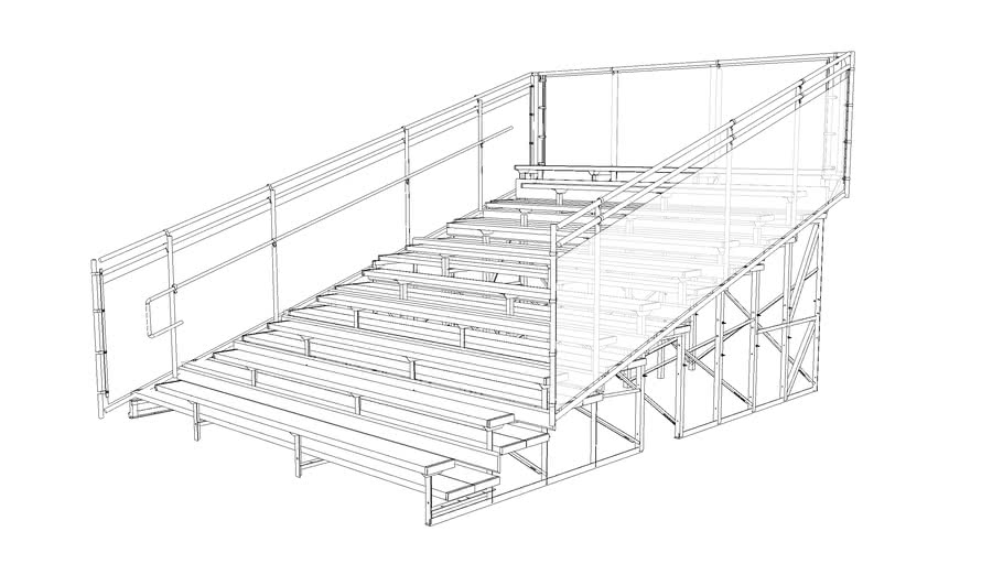 15ft. 10 Row Aluminum Bleachers - Midfielder Series | 3D Warehouse