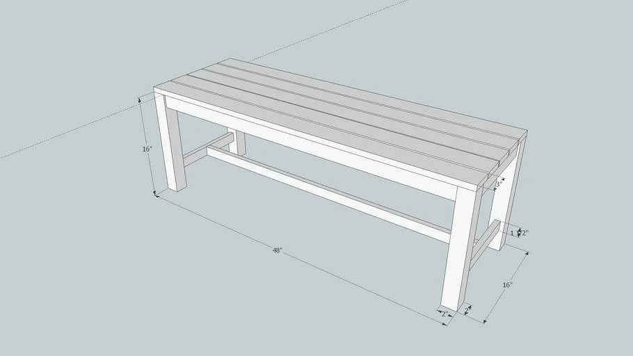 Backless Garden Bench | 3D Warehouse
